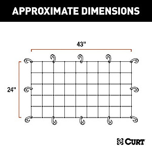 CURT 18202 43 x 24-Inch Elastic Cargo Net with Hooks for Hitch Carrier