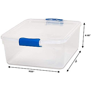 HOMZ Heavy Duty Modular Stackable Storage Tote Containers with Latching Lids, 15.5 Quart Capacity, Clear, 8 Pack