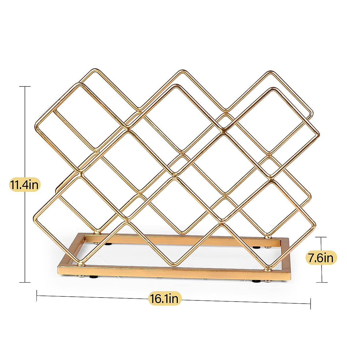 Drincarier Countertop Wine Rack - 10 Bottle Freestanding Modern Gold Metal Small Wine Rack - Tabletop Wine Holder Stand for Cabinet, Pantry, Wine Bottle Storage……