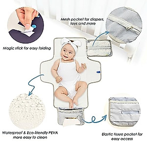 Kigai Portable Changing Pad for Baby Skip Hop Changing Pad Waterproof and Lightweight Diaper Clutch Bag Foldable Changing Mat Baby Shower Gifts, Magic Celestial Rabbits