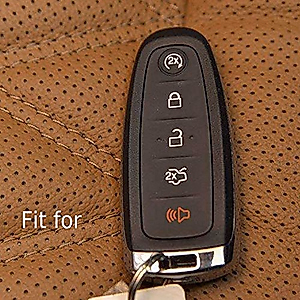 2Pcs Car Remote Key Cover Fob Silicone Outer Case for Ford Edge Escape Explorer Focus Lincoln MKS MKT MKX MKZ Keyless Entry Smart Remote Outer Casing Shell Jacket Protector 5 Buttons (Black+Black)