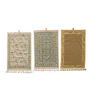 Creative Co-Op Cotton Printed Patterns and Tassels, Set of 3 Styles, Multicolor Tea Towel, Multi