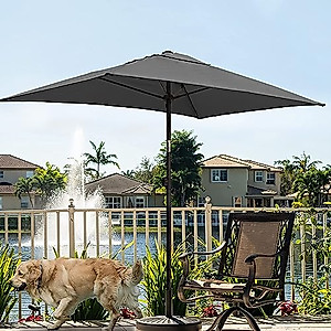 AMMSUN 6.5 x 4.5ft Rectangular Patio Umbrella Outdoor Table Umbrella Steel Pole and Fiberglass Ribs, Grey