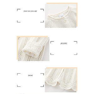 Feidoog Knitted Baby Girls Cardigan Sweater Toddler Knit Button up Cardigan Sweater Outwear,Off-White,2-3T