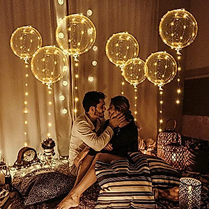 Light Up Led Balloons, 12 Pack Party Balloon Cell Battery 22 Inches 3 Mode Flashing String Lights Clear Balloon, for Birthday Wedding Decorations (Warm White)