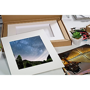Mat Board Center, 10 Pack of White Pre-Cut Mat Board 16x20 Picture Mat for 11x14 Photo with White Core Bevel Cut Mattes Sets. Includes 10 Acid Free Mats & 10 Backing Board & 10 Clear Bags