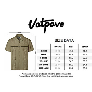VATPAVE Mens Embroidered Cuban Guayabera Shirts Casual Button Down Short Sleeve Beach Shirts XX-Large Green Camp