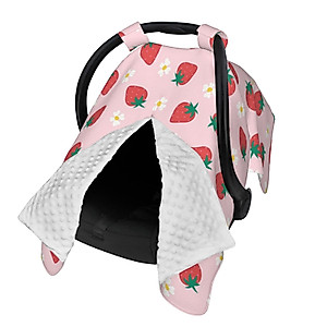 KiuLoam Strawberry Flowers Baby Car Seat Canopy, Nursing Cover for Mom Breastfeeding Scarf, Infant Car Seat Cover/Multiuse Baby Stroller Covers for Babies Boys Girls
