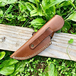 FVLFIL 8" long custom handmade leather sheath fits up to 4"-4.5" cutting blade knife