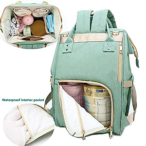 ESOVIO Multi-Function Women Baby Diaper Bag Backpack with Insulated Pockets Waterproof (Green)