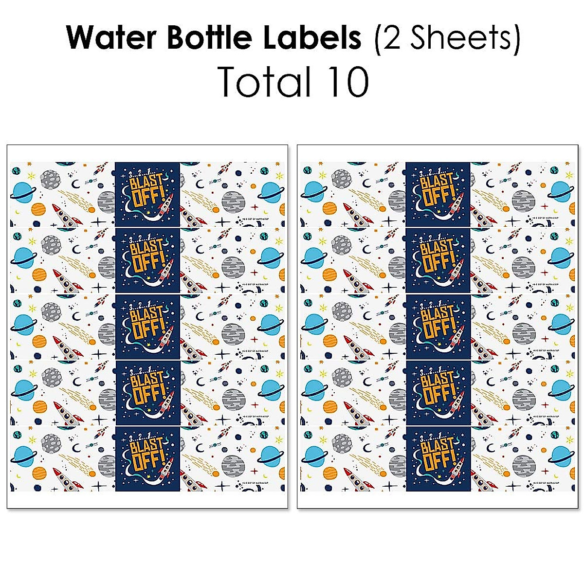 Big Dot of Happiness Blast Off to Outer Space - Mini Wine Bottle Labels, Wine Bottle Labels and Water Bottle Labels - Rocket Ship Baby Shower or Birthday Party Decor - Beverage Bar Kit - 34 Pieces
