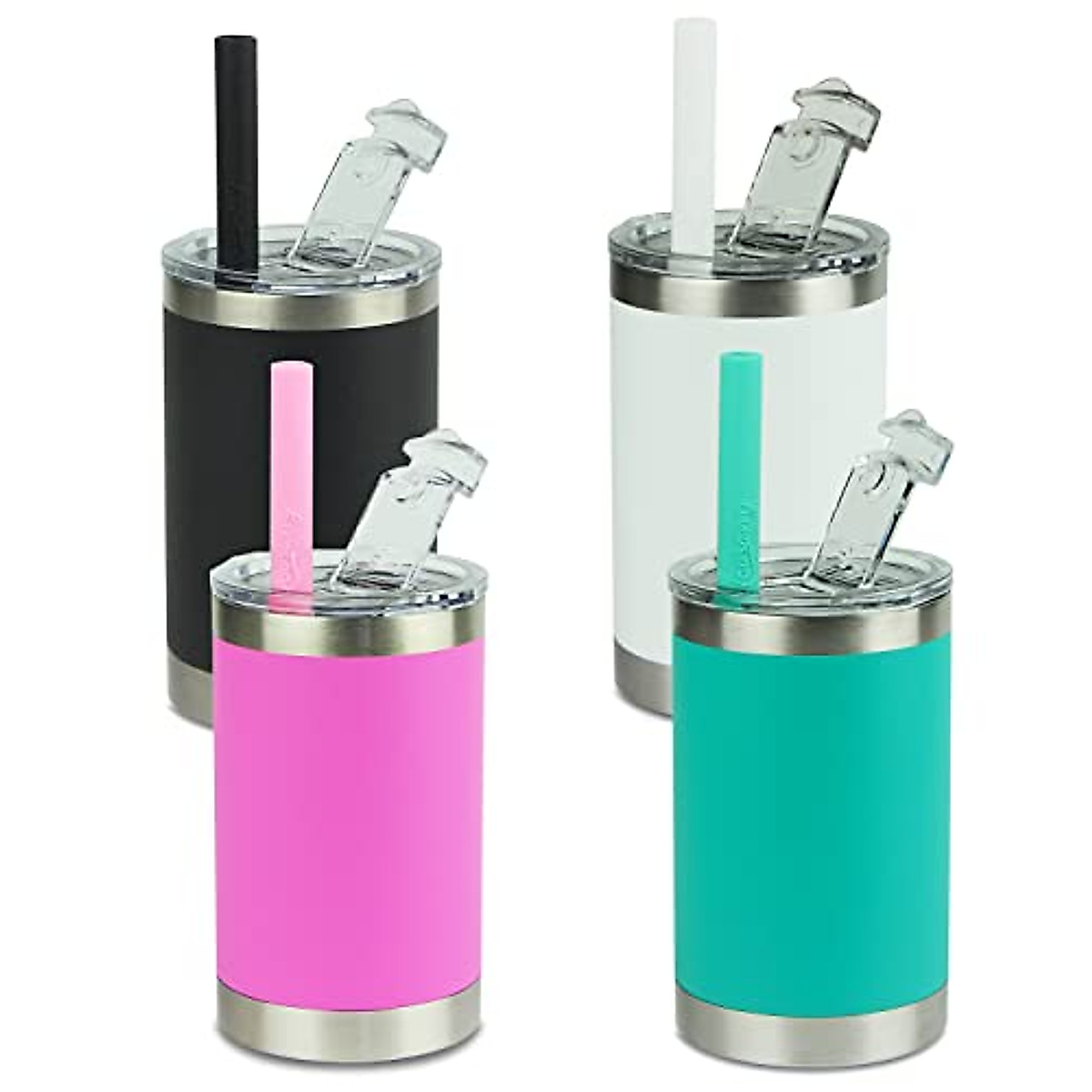 Housavvy 12 Oz Kids Tumblers with Lids and Straws Spill Proof,Vaccum Insulated Stainless Steel Kids Cups,Easy to Clean Toddler Smoothie Cups BPA Free Baby Sippy Cups for Toddlers