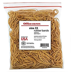 Office Depot Rubber Bands, #33, 3 1/2in. x 1/8in., 1 Lb. Bag, 2433408