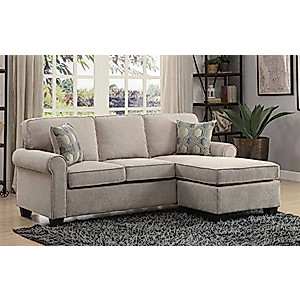 Homelegance Clumber 82" Reversible Sectional with Accent Pillows, Beige