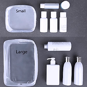 BEFORYOU 6 Pack Clear Toiletry Carry Pouch with Zipper Portable Plastic Waterproof Cosmetic Bag TSA Approved for Vacation Travel Bathroom and Organizing (White, Small and Large)