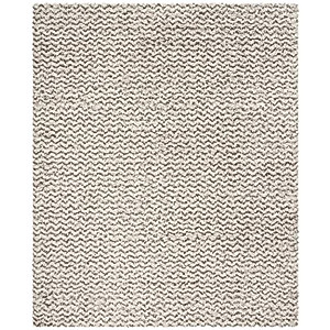 SAFAVIEH Hudson Shag Collection Area Rug - 9' x 12', Ivory & Grey, Chevron Design, Non-Shedding & Easy Care, 2-inch Thick Ideal for High Traffic Areas in Living Room, Bedroom (SGH330A)