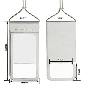 Baitoo Waterproof Phone Pouch,IPX8 Waterproof Phone Case Bag Holder Dry Pouch for iphone 13 Pro Max/13 Pro/13/12/12 Pro Max/11/11 Pro Max/Xs Max/XR to 7" for Kayaking Swimming Beach(Silver)