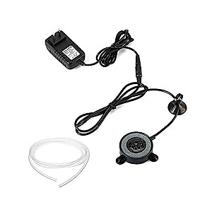 NICREW Multi-Colored LED Aquarium Bubbling Stone Disk, Round Fish Tank Bubbler with Auto Color Changing LEDs