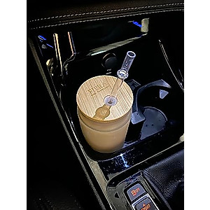 Fiera 16oz Drinking Glassware with Bamboo Lid and Reuasable Straw, Iced Coffee cup, Juice glassware, Cocktail Cup (1 PC) (Frosted)