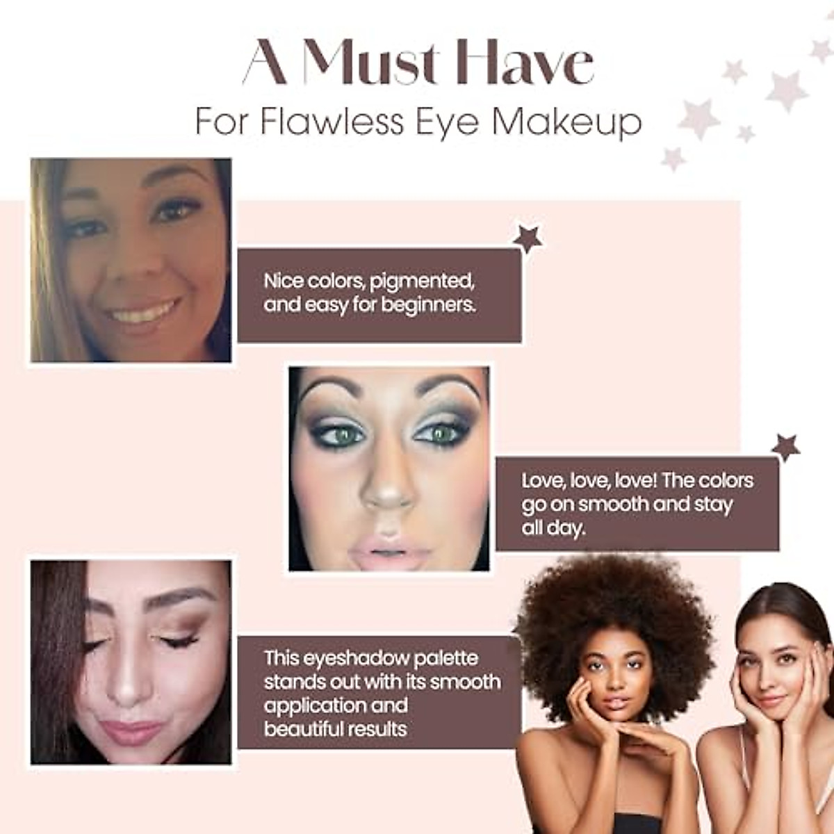 Lamora Eyeshadow Palette Makeup - Eye Makeup Palette with 16 Highly Pigmented Matte & Shimmer Shades - Vegan & Blendable