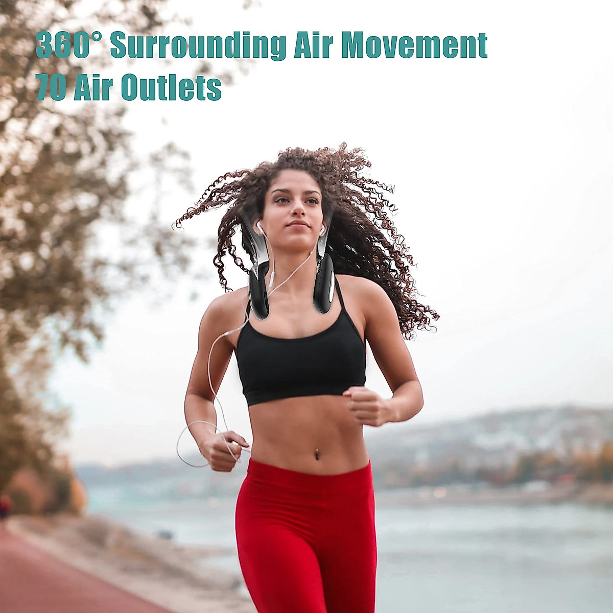 TREKOO Portable Neck Fan, Hanging Neck Fan, Bladeless Personal Neck Fan Rechargeable Battery Operated USB Hands Free Neck Fan for Cooling Around the Neck