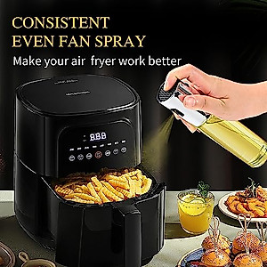 Oil Sprayer for Cooking, 100ml olive oil spray bottle, Oil mister spray for air fryer, Baking, Salad Dressings, Grilling (Glass Bottle,100ml/3.4 oz) (silver)