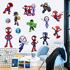 Spider and His Best Friends Sticker Children's Cartoon Bedroom Background Wall Decoration Wall Sticker PVC (6)