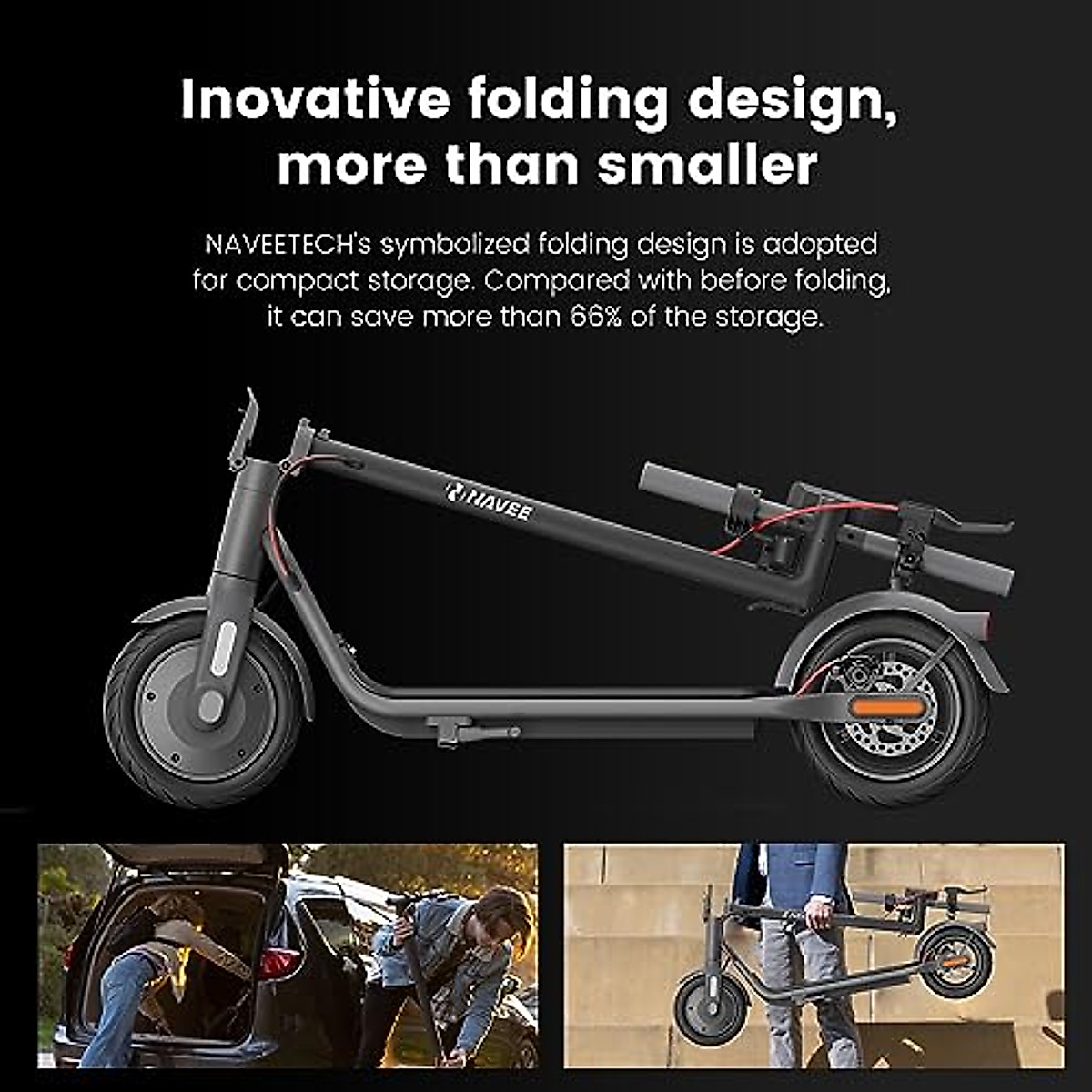 NAVEE Electric Scooter V50, 31 Miles Range & 20 MPH Speed, 700W Max Power, 10" Pneumatic Tires, E-ABS and Rear Disk Brake, IP55 Waterproof, Handle Folding Electric Scooter for Adults