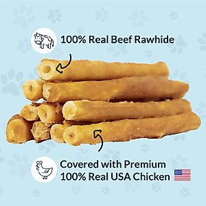 Pawveyor 5" Chicken Wrapped Rawhide Twists - Pack of 45 All-Natural, Rawhide Dog Treats Small Dogs - Great Puppy Treats for Teething Small Dogs - Odor-Free and Long-Lasting, Supports Dental Health