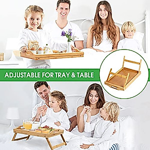 Bed Tray Table Folding Legs with Handles Breakfast Tray for Sofa Eating,Drawing,Platters Bamboo Serving Lap Desk Snack Tray