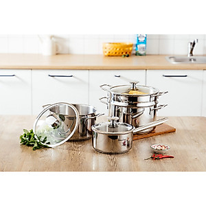 Prime Cook 4.8 qt. 18/10 Stainless Steel Soup Pot with Lid