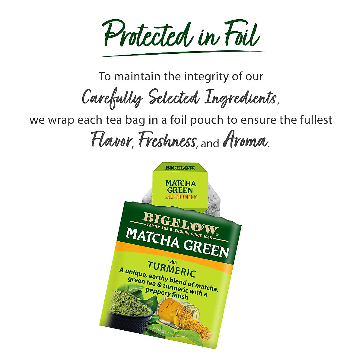 Bigelow Tea Matcha Green Tea with Turmeric, Caffeinated Tea with Turmeric, 18 Count Box (Pack of 6), 108 Total Tea Bags