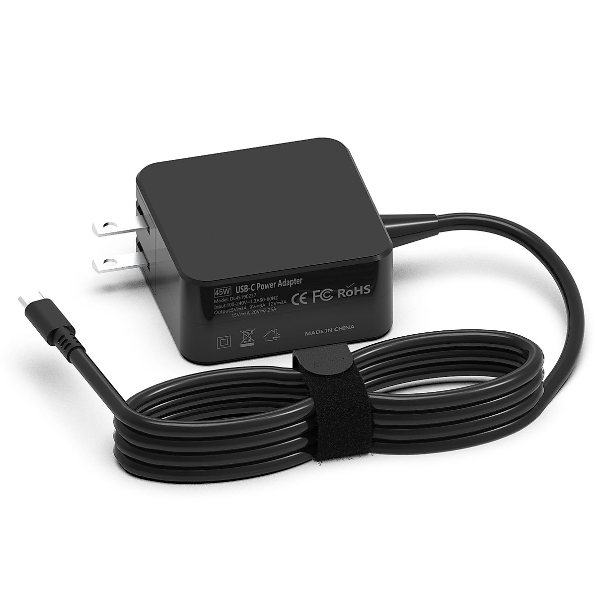 45W USB C Type Laptop Charger adapter fit for Lenovo Chromebook Thinkpad Yoga Series Asus ZenBook C302C C213 C214 C436 C523 ADP-45EW B UX390UA UX490 UX325 UX393 UX371 B9450FA B9450CEA, Black