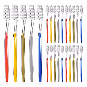fafortune Disposable Toothbrushes,Toothbrushes Individually Wrapped,Toothbrushes in Bulk Individually Wrapped for Hotel,Air Bnb,Shelter/Homeless/Nursing Home/Charity/Church 5 Colors (20 PCS)