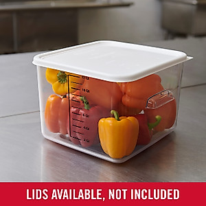 Rubbermaid Commercial Products, Plastic Space Saving Square Food Storage Container for Kitchen/Sous Vide/Food Prep, 12 Quart, Clear