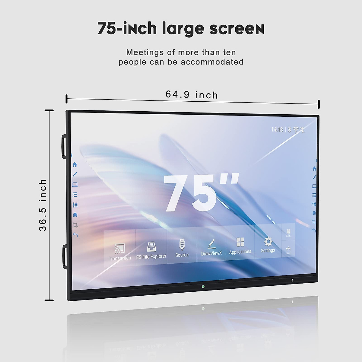 TIBURN Smartboard HQ Board 75" R1-M 4K UHD Interactive whiteboard Touch Screen Board Digital Whiteboard Digital Board(Smart Board with Removable Stand, and Conference Speaker)