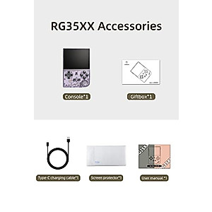RG35XX Handheld Game Console Linux Garlic OS, HDMI and TV Output 3.5 Inch IPS Screen 64G TF Card 6800+ Classic Games 2600mAh Battery ( (RG35XX-Transparent Purple Latest)