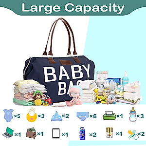 CHQEL Baby Diaper Bag, Mommy Bags for Hospital & Functional Large Baby Diaper Travel Bag for Baby Care (NAVY BLUE)