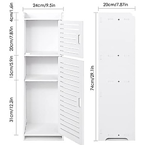 YARUKIMA Bathroom Storage Cabinet,Toilet Side Storage Organizer Floor Freestanding Cabinet with Shelves and Door,Bathroom Furniture,Side Table/Nightstand/Side Cabinet for Bedroom Living Room, White