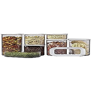 MEPAL, MODULA 7 Piece Food Storage Box Set for Cereal or Pasta with 3 Transparent Lids, Airtight, BPA Free, 1 Set