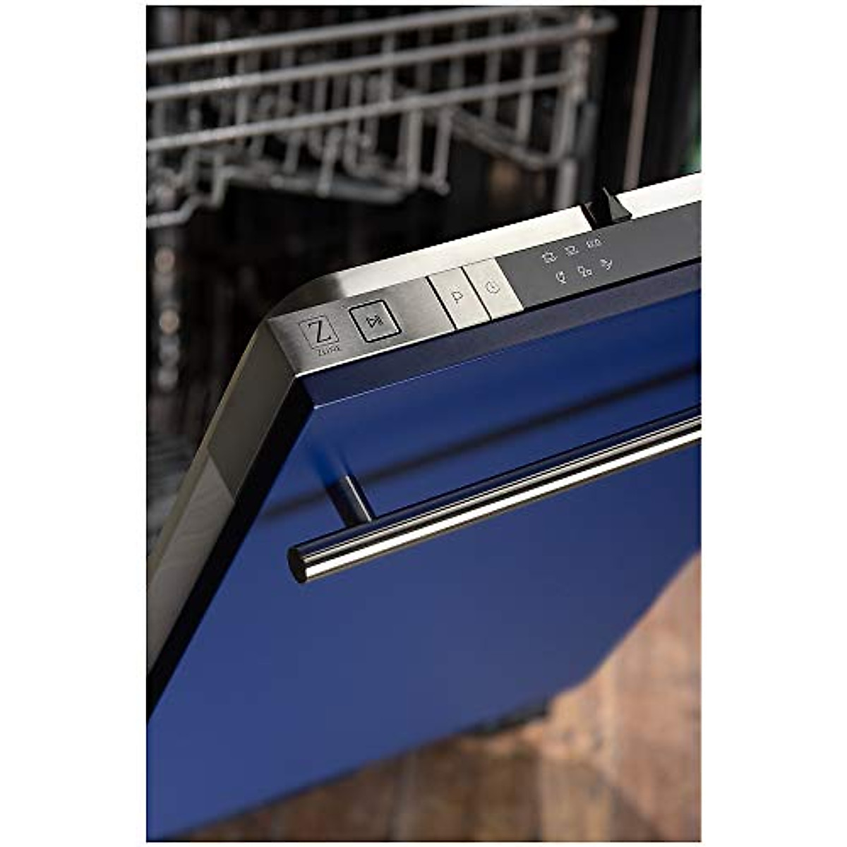 ZLINE 18 in. Top Control Dishwasher in Blue Matte with Stainless Steel Tub and Modern Style Handle