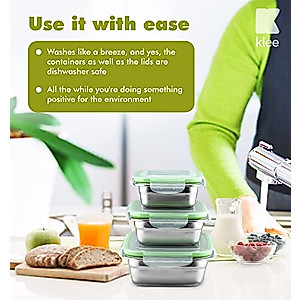 Klee Set of 3 Food Storage Containers with Airtight Lids (12oz,19oz, 28oz) - Premium 304 Stainless Steel Containers, Bento Boxes, Lunch Boxes, Meal Prep Containers for Kitchen, School, Office, Travel