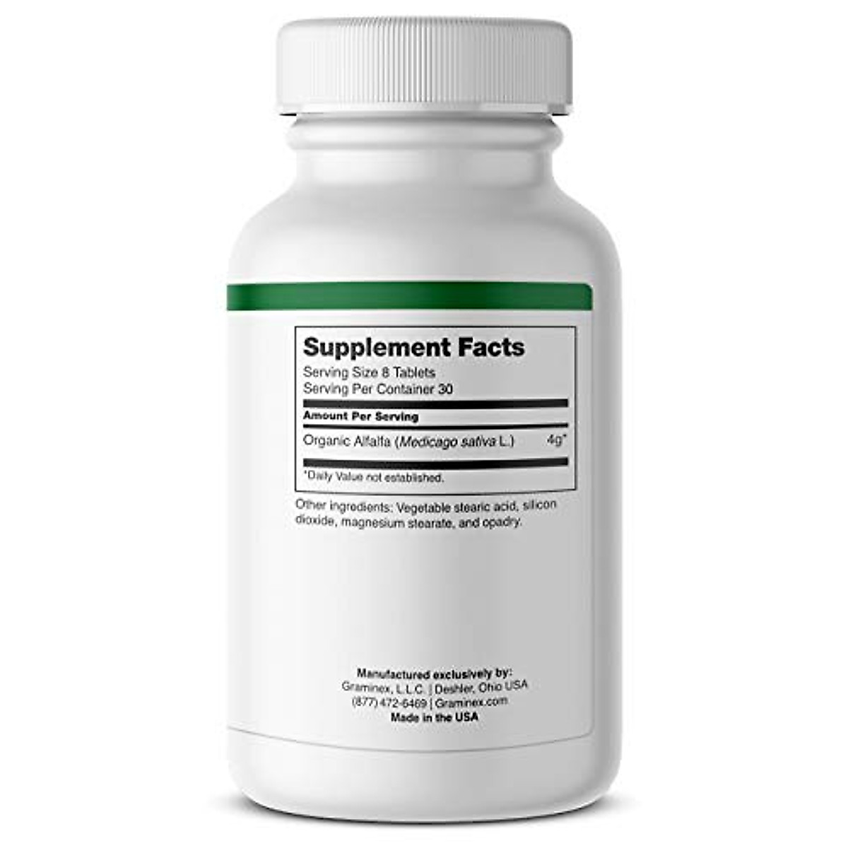 Graminex Alfalfa Tablets - Non-GMO Green Superfood Supplement with Vitamins, Minerals, Amino Acids - 240 Tablets