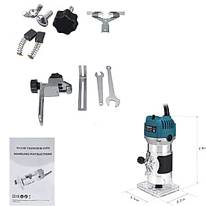 AKYPACH Wood Router,Router Tool Wood Trimmer Router Electric Hand Trimmer Laminate Milling Engraving Hand Machine Joiner Tool Electric for Slotting Trimming Carving 110V 800W 30000R/MIN