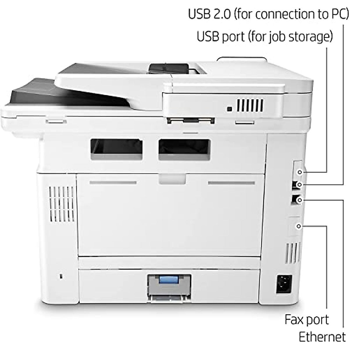 HP Laserjet Pro MFP M428fdw All-in-One Wireless Monochrome Laser Printer, White - Print Scan Copy Fax - 40 ppm, 1200 x 1200 dpi, Auto Duplex Printing, 50-Sheet ADF, Ethernet, Cbmoun Printer_Cable