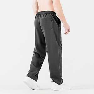 HHZ Men's Cotton Casual Loose Fit Sweatpants Yoga Baggy Sweats Open Bottom Sweatpants Lounge Jogging Gym Workout Pants Wide Leg Sweatpant(Y001Grey,38)