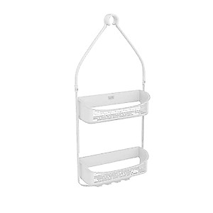 BLACK+DECKER 2-Way Convertible Hanging Anti-Swing Shower Caddy, 2 Way Adjustable Arm, Over The Door, Loofah & Razor Hooks, Storage & Organization, Large and Small Bottles and More, White