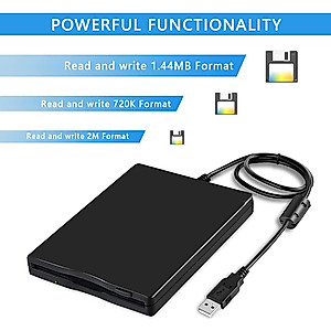 Floppy Disk Reader External Floppy Disk Reader USB 3.5-inch USB Floppy Disk Reader 1.44 MB FDD Portable Floppy Disk for PC Windows/XP / 7/8/10/11 Plug and Play