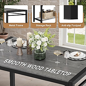 Furmax Dining Table Set for 4, Modern Kitchen Table Bench and Chairs Rectangular Dining Room Table Set with Storage Bench for Small Space, Apartment, Restaurant (Grey)