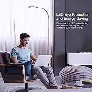 Buluna Floor Lamp for Bedroom with Remote & Touch Control, LED 2500K-6000K 4 Color Temperatures Standing Tall Lamp 360 Degree Adjustable Gooseneck for Living Room Office Reading